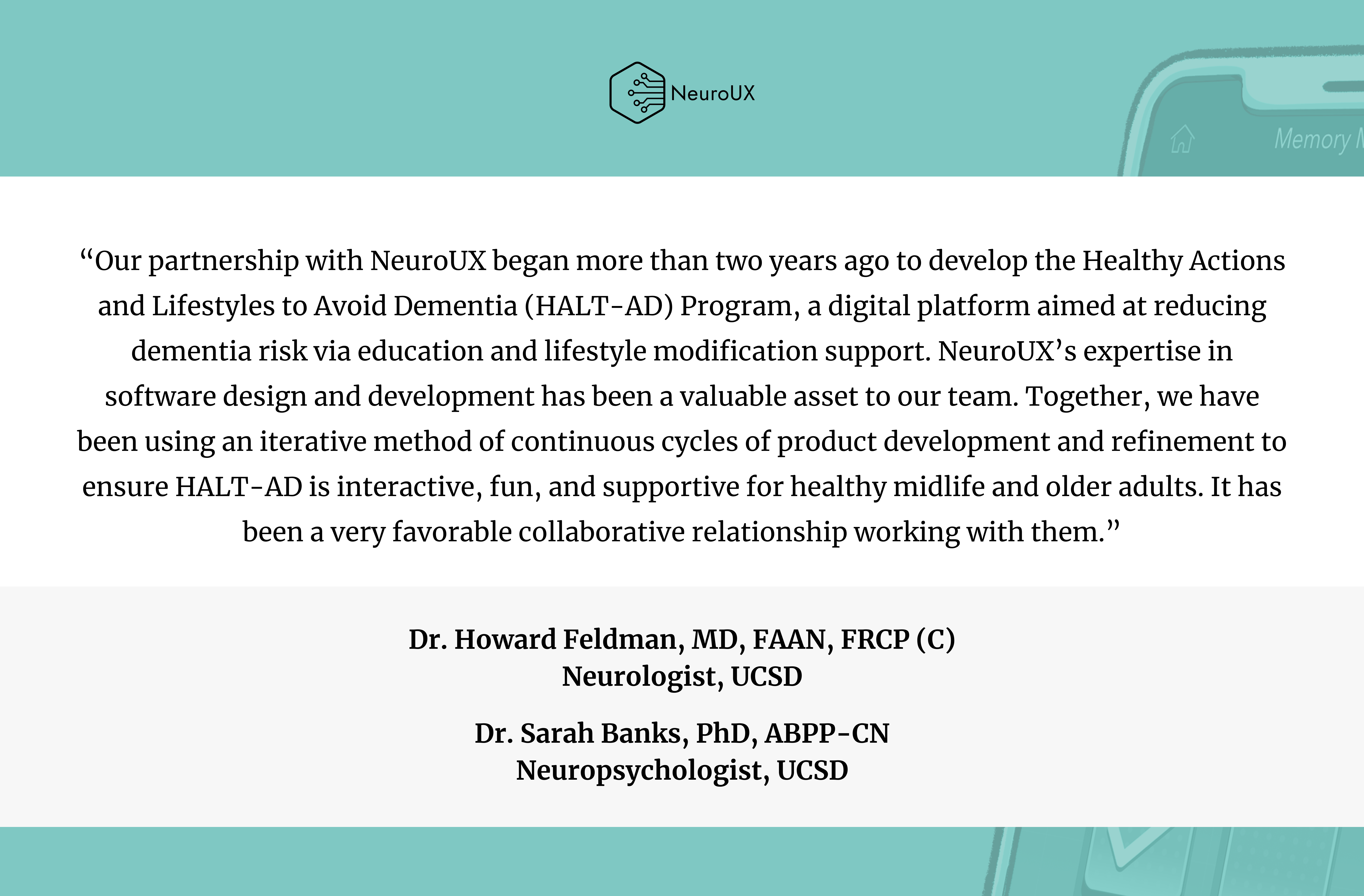 Translating Science into Action: NeuroUX's Role in Developing the HALT-AD Platform